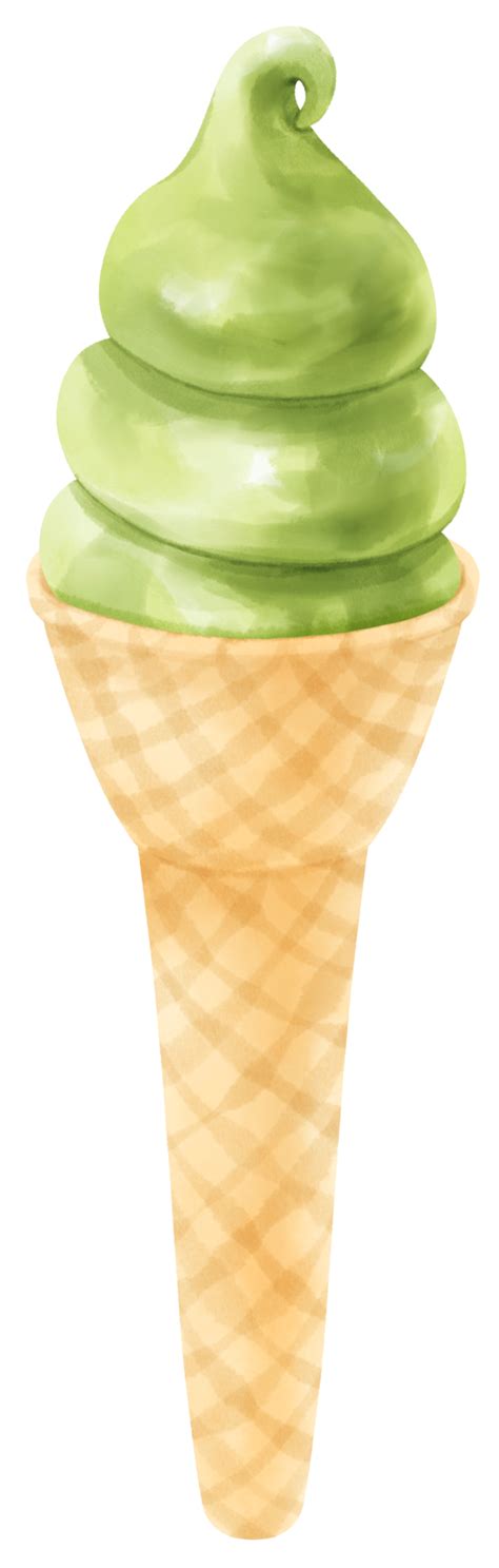 Watercolor Matcha Ice Cream Watercolor Clip Art Hand PNG 52 OFF