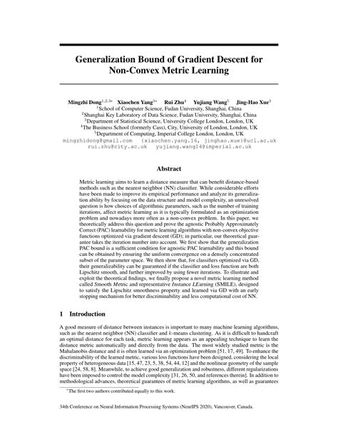 pdf generalization bound of gradient descent for non convex metric learning