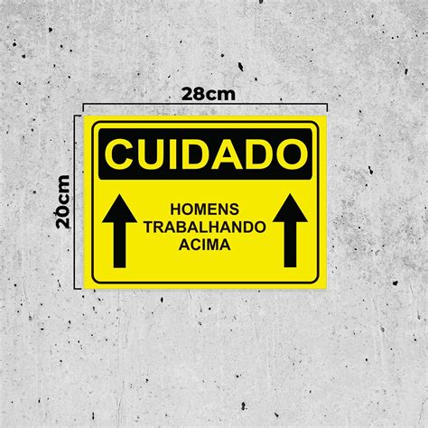 Placa de Sinalização Cuidado Homens Trabalhando Acima em Pvc