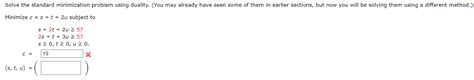 solved solve the standard minimization problem using
