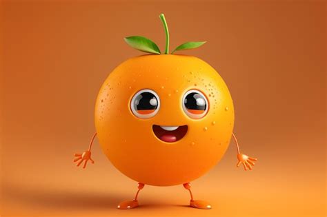 Personaje De Dibujos Animados De Fruta Naranja Feliz Ia Generativa