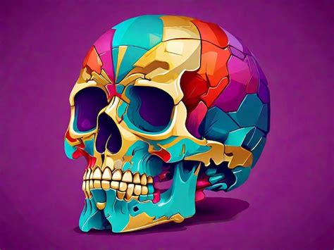 Premium AI Image Vector Detailed Graphic Colorful Human Skulls Set