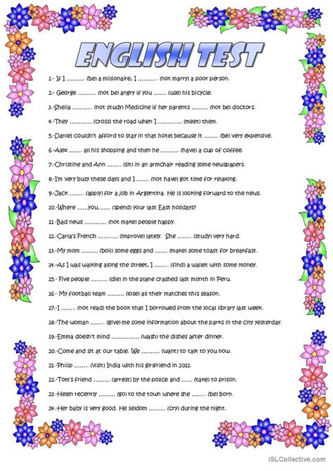 ENGLISH TEST English ESL Worksheets Pdf Doc
