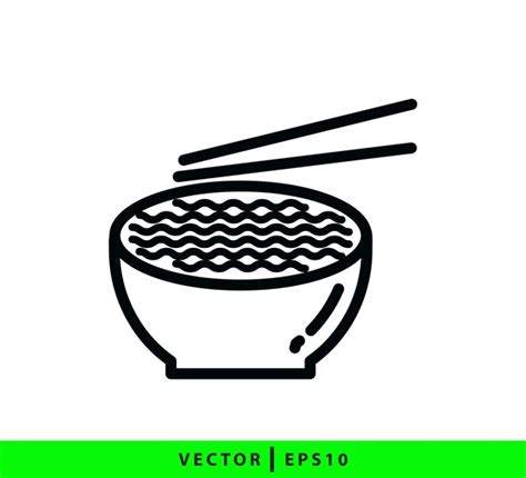 Ilustración de estilo plano del icono del cuenco de fideos Vector Premium