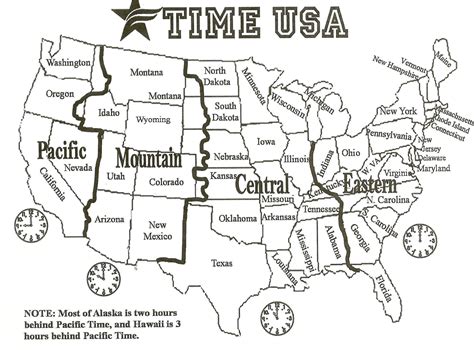 Printable Time Zone Map United States