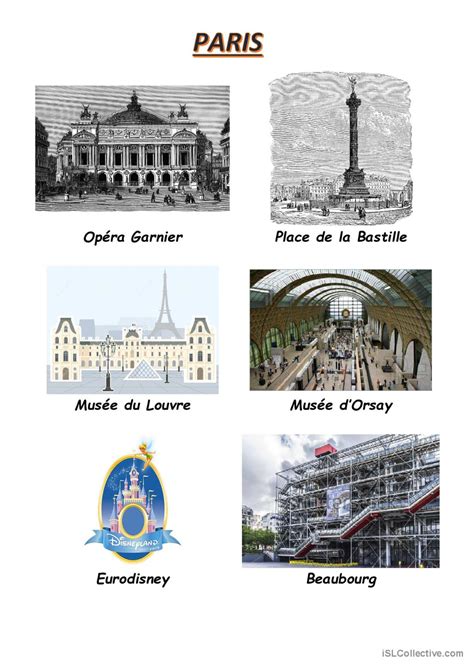 Paris dictionnaire visuel ou tâch Français FLE fiches pedagogiques