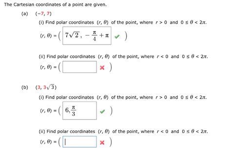 solved the cartesian coordinates of a point are given i