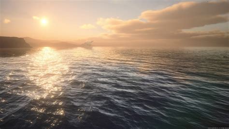 4K Sky Sunset Glow Sunset Screen Shot Water Final Fantasy Clouds
