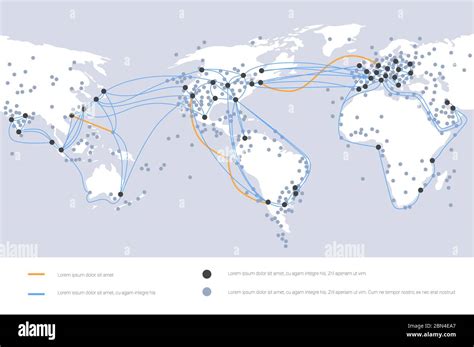 Global Network Cable Connections And Information Transfer System World