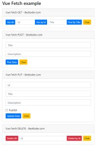 Vue Fetch Example Get Post Put Delete With Rest API BezKoder