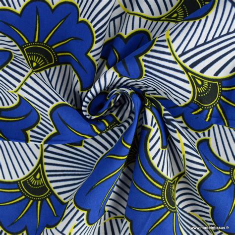 Tissu Wax Fleur De Mariage Bleu