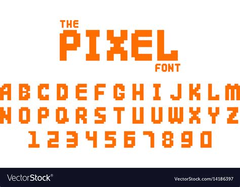 Pixel Retro Font Video Computer Game Design Bit Vector Image