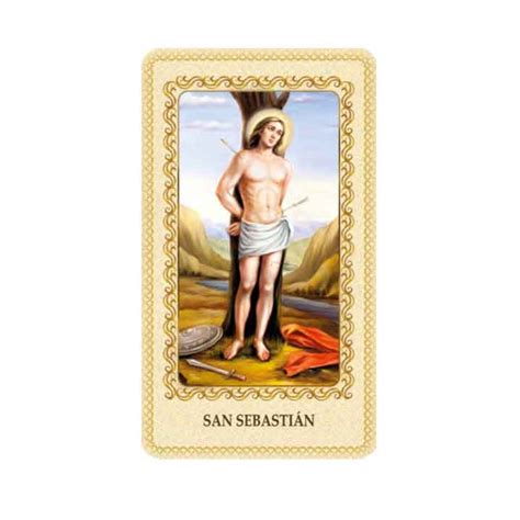 Estampa de San Sebastian plastificada con oración Estampería San José