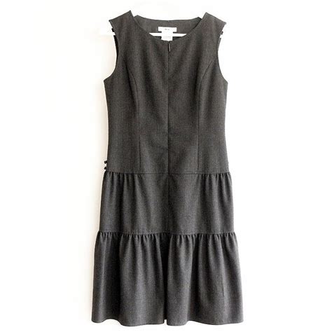 Rene ルネ ジャンパースカート ノースリーブワンピース ウール カシミヤ混 ストレッチ リボン 36 グレー ok4610204173