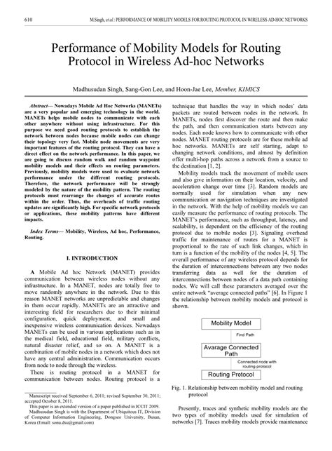 pdf performance of mobility models for routing protocol in wireless ad hoc networks