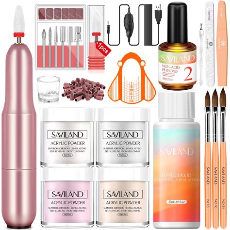 Amazon Saviland Kit de uñas acrílicas con taladro x imprimación