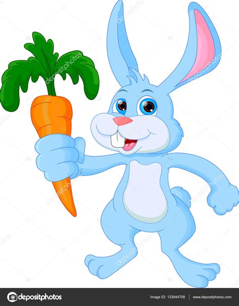 Cartoon Happy Rabbit Holding Carrot Stock Vector Image By Lawangdesign