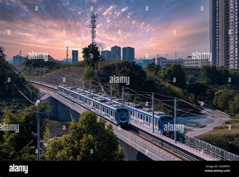 Chongqing Rail Transit Line Metro To Jump The Pier Stock Photo Alamy