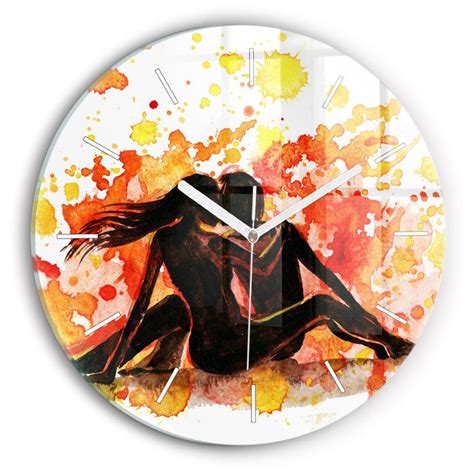 Decortapis Horloge Murale En Verre Horloge Ronde 30cm L Amour Et Un