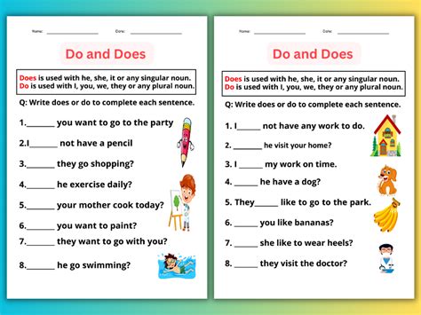 Beginner Do And Does Worksheets With Answers For Grade 1 2 3