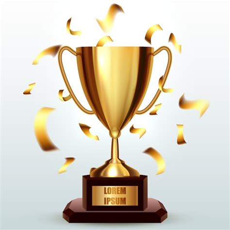Troféu de ouro realista espaço de texto Vetor Premium