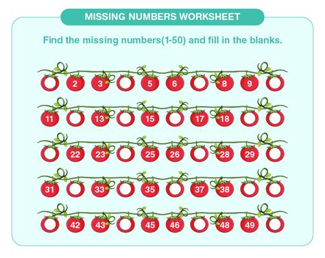To Missing Numbers Worksheet