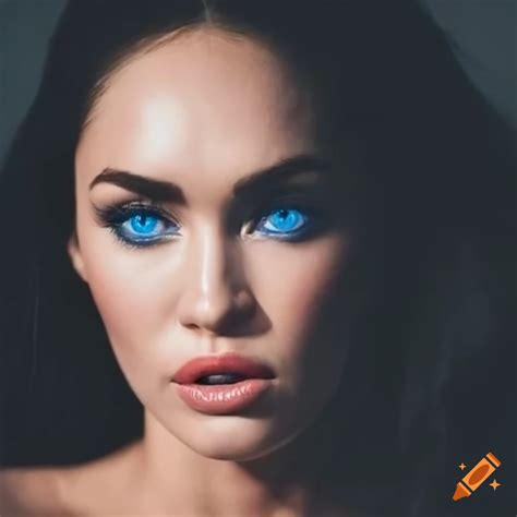Portrait Of Megan Fox And Miley Cyrus With Blue Eyes