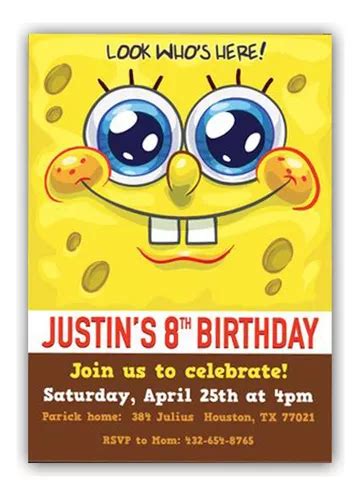 35 Invitaciones En Físico Y 1 Digital De Bob Esponja en venta en Manuel