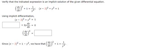 solved verify that the indicated expression is an implicit