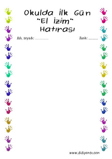 Okulda İlk Gün Etkinliği Okul Öncesi ilk hafta etkinliği el izi boya