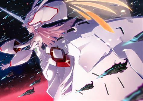 Space Pink Hair 2D Strelitzia Apus Fan Art Mecha Girls Cleavage