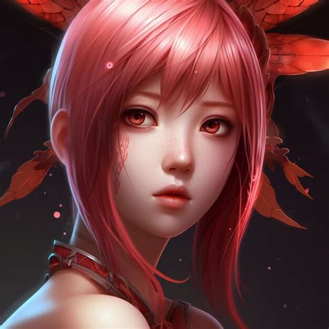 Una Chica Con Cabello Rojo Y Un Cabello Rojo Con Alas De Mariposa En La