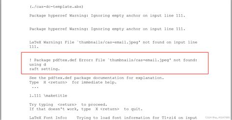 elsevier latex 提交文章 pdftex def error file `thumbnails cas email jpeg‘ not found using draf