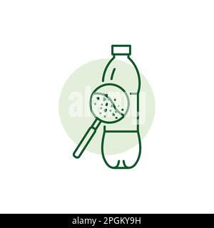 Microplástico en botella de agua icono de línea negra Contaminación de