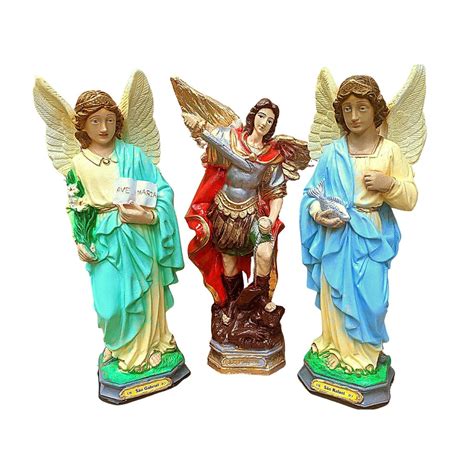 Imagem dos 3 Arcanjos Juntos São Miguel Gabriel Rafael 30cm