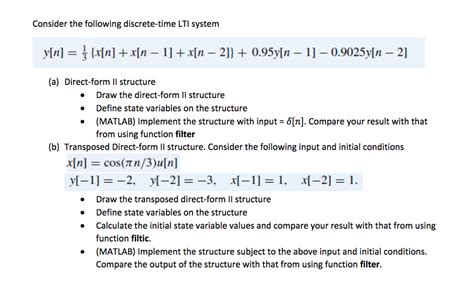 Consider The Following Discrete Time Lti System A Chegg