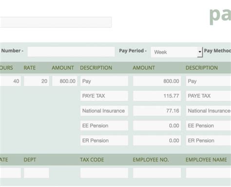 Uk Payslip Template Excel
