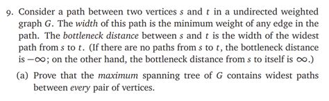 9 consider a path between two vertices s and t in a