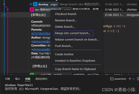 用vscode通过git graph合并分支 vscode git graph教程 csdn博客