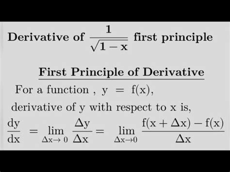 Derivative Of Function 1 Divided By Square Root Of 1 X From First