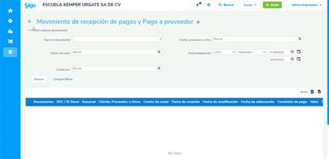 Reporte de movimiento de recepción de pagos a proveedor Portal de
