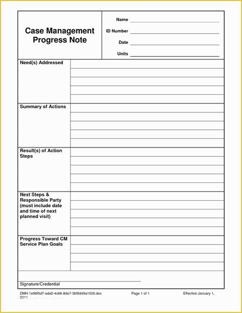 Printable Case Notes Template