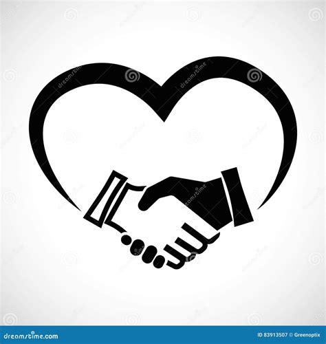 Handshake Heart Icon Isolated On A White Background Simple Modern
