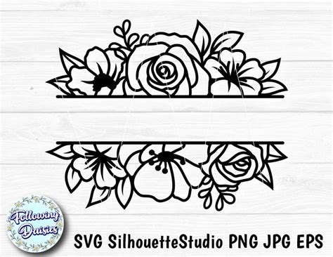 Two Flower Borders Svg Files For Silhouettes And Png Epsp S