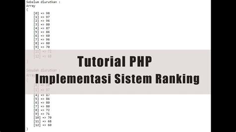 Tutorial PHP Ranking Didalam Array YouTube