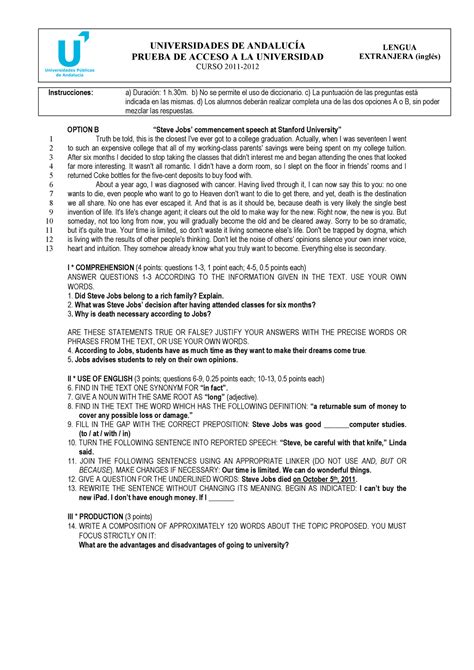 3B Steve Jobs 3B exameb UNIVERSIDADES DE ANDALUCÍA PRUEBA DE ACCESO