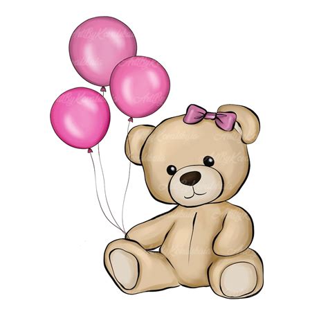 Teddy Bear Clipart Cute Teddy Bear PNG Balloons Baby Shower Clipart