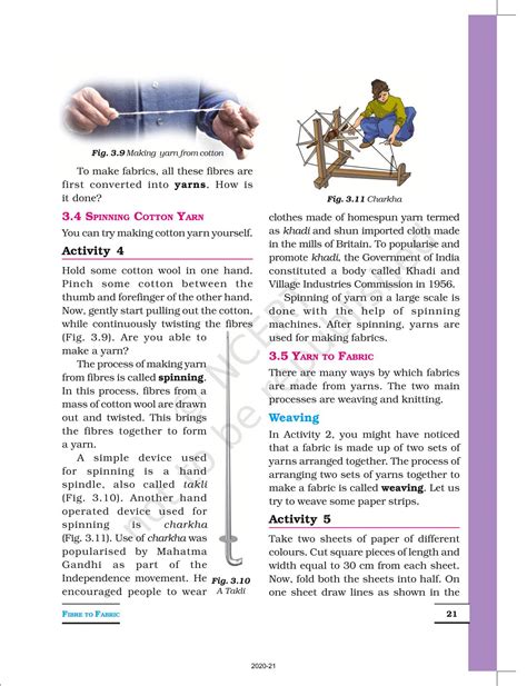 Fibre To Fabric NCERT Book Of Class 6 Science