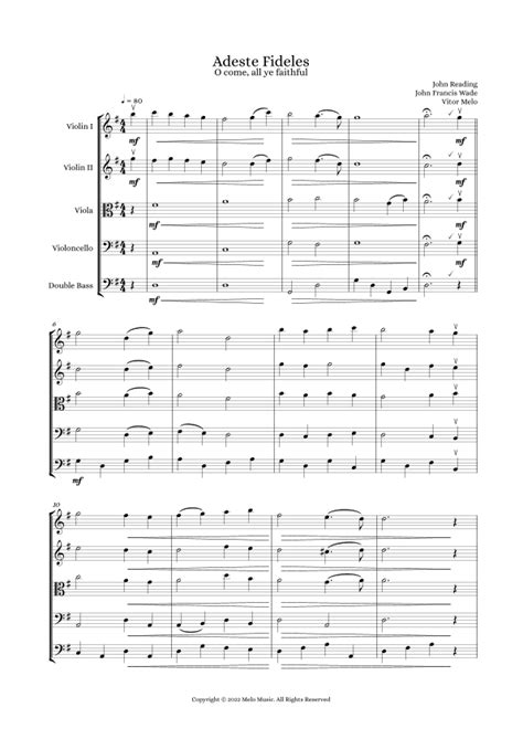 Adeste Fideles O Come All Ye Faithful String Orchestra Arr Vitor