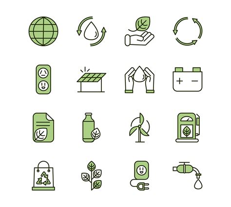 Eco And Environmental Sustainability Green Icons Set 1236196 Vector Art